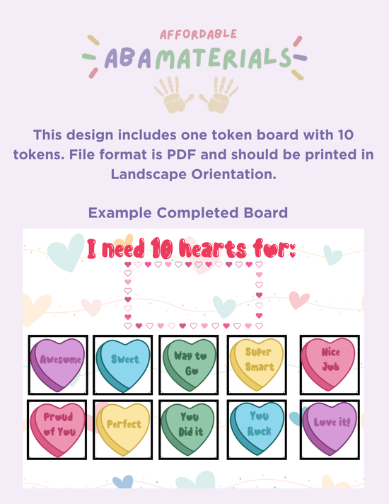 Valentine Hearts Printable Token Board (10-Tokens) – Affordable ABA ...
