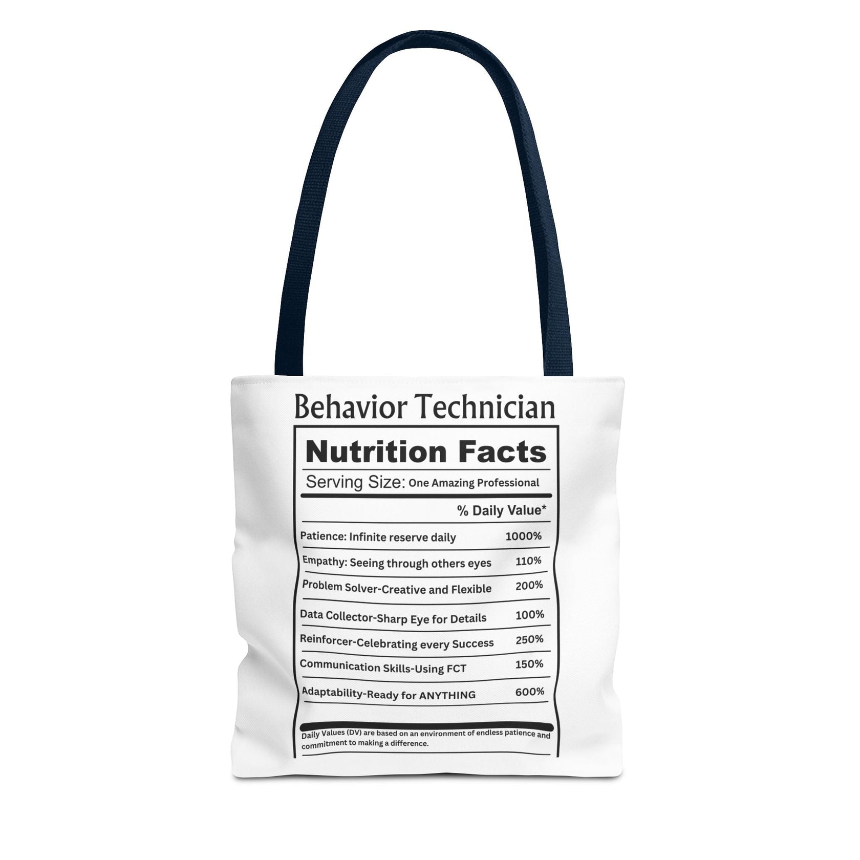 Behavior Technician Nutrition Facts Tote Bag – Affordable ABA Materials