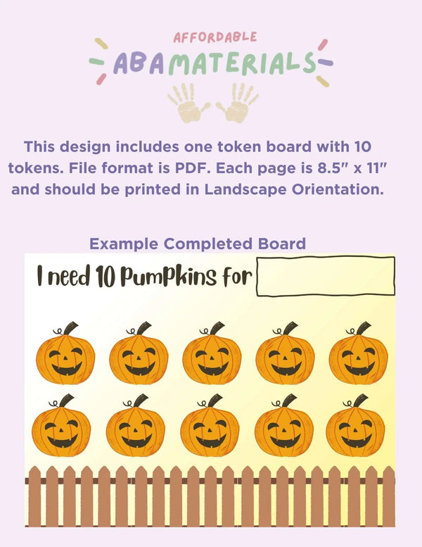 Cute Halloween Pumpkin Token Board- Printable 10 Piece Token Economy R ...