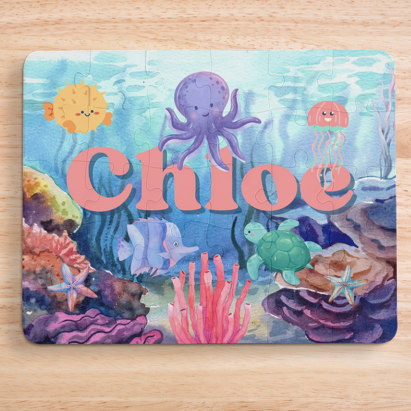 Personalized Underwater Jigsaw Puzzle – 30-Piece Ocean Scene with Fish ...