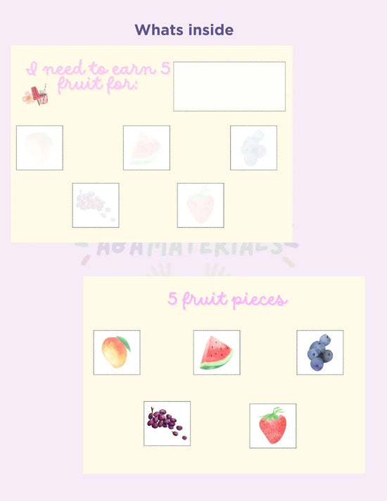 FruitThemed Token BoardPrintable 5 Piece Token Economy Reward System ...