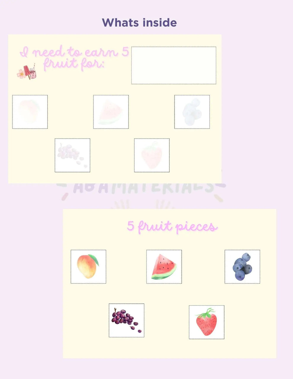 FruitThemed Token BoardPrintable 5 Piece Token Economy Reward System ...