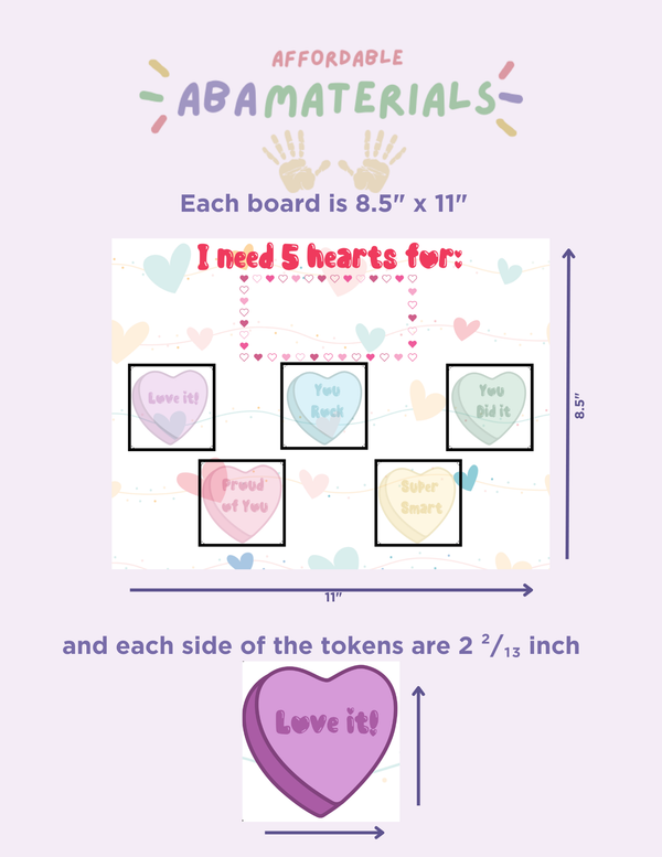 Valentine Hearts Printable Token Board (5-Token Design) – Affordable ...