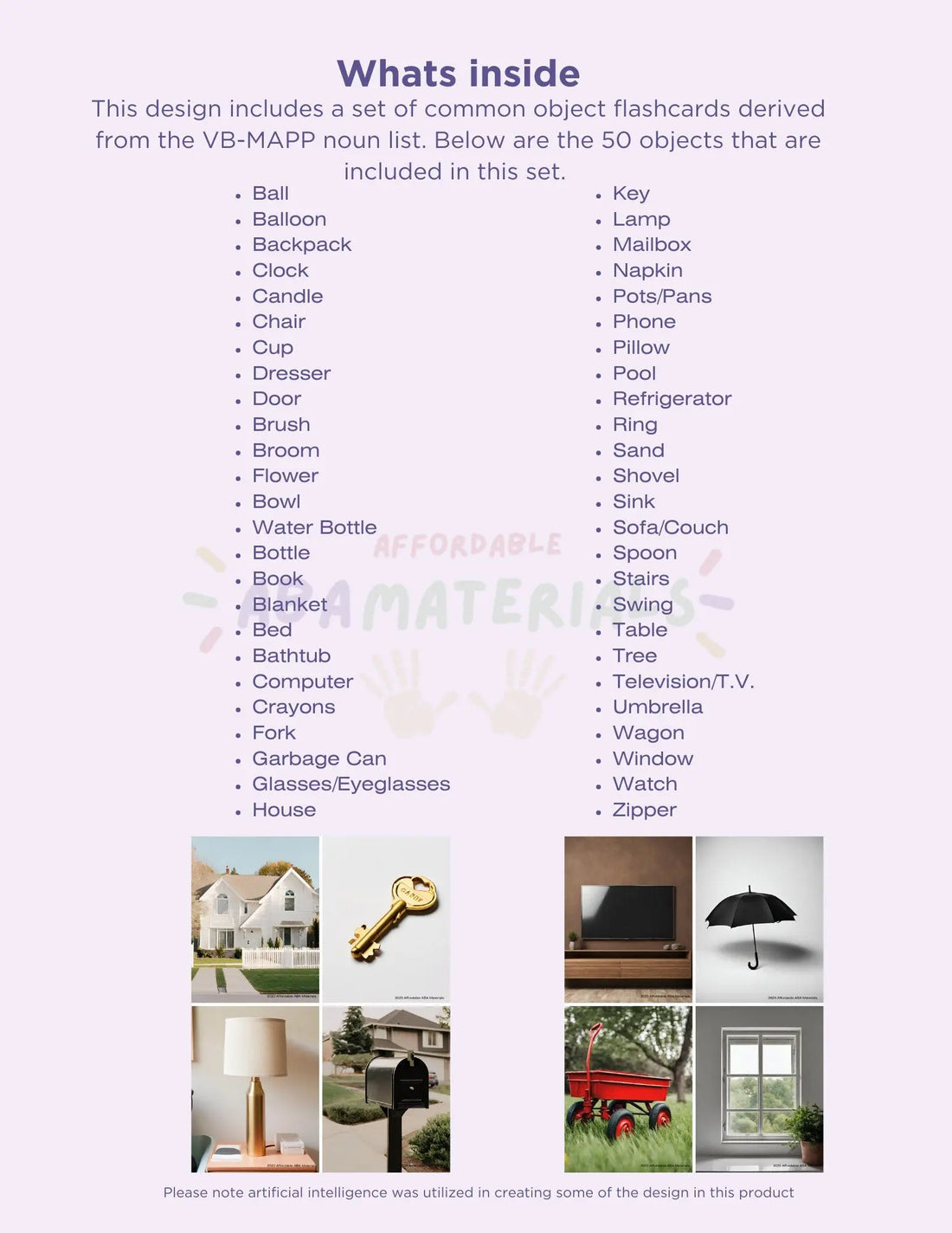 Common Object Flash Cards-50 Printable Picture Only Single Image Cards ...