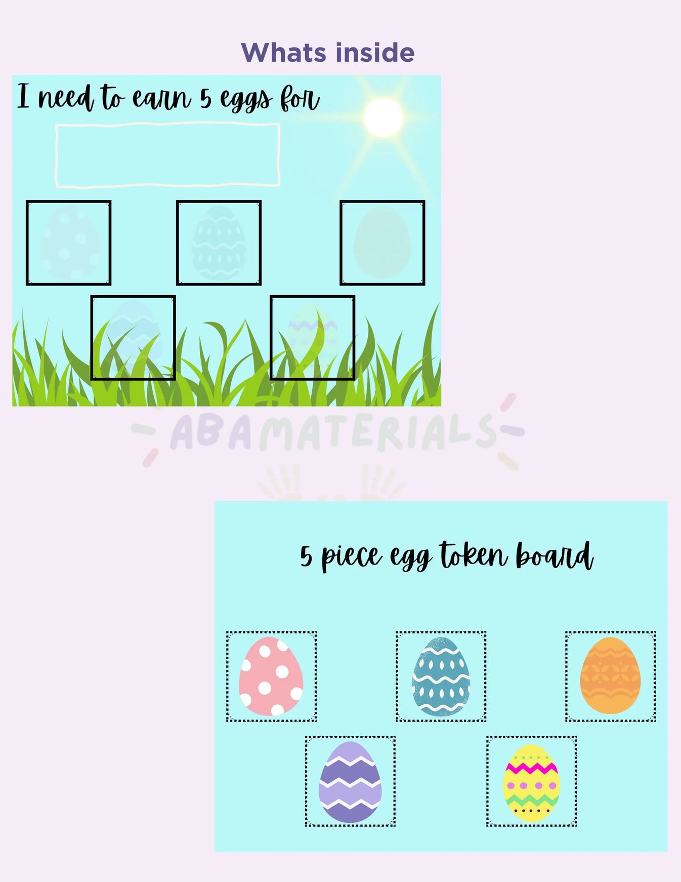 Easter Egg Token Board-Printable 5 Piece Token Economy Reward System ...