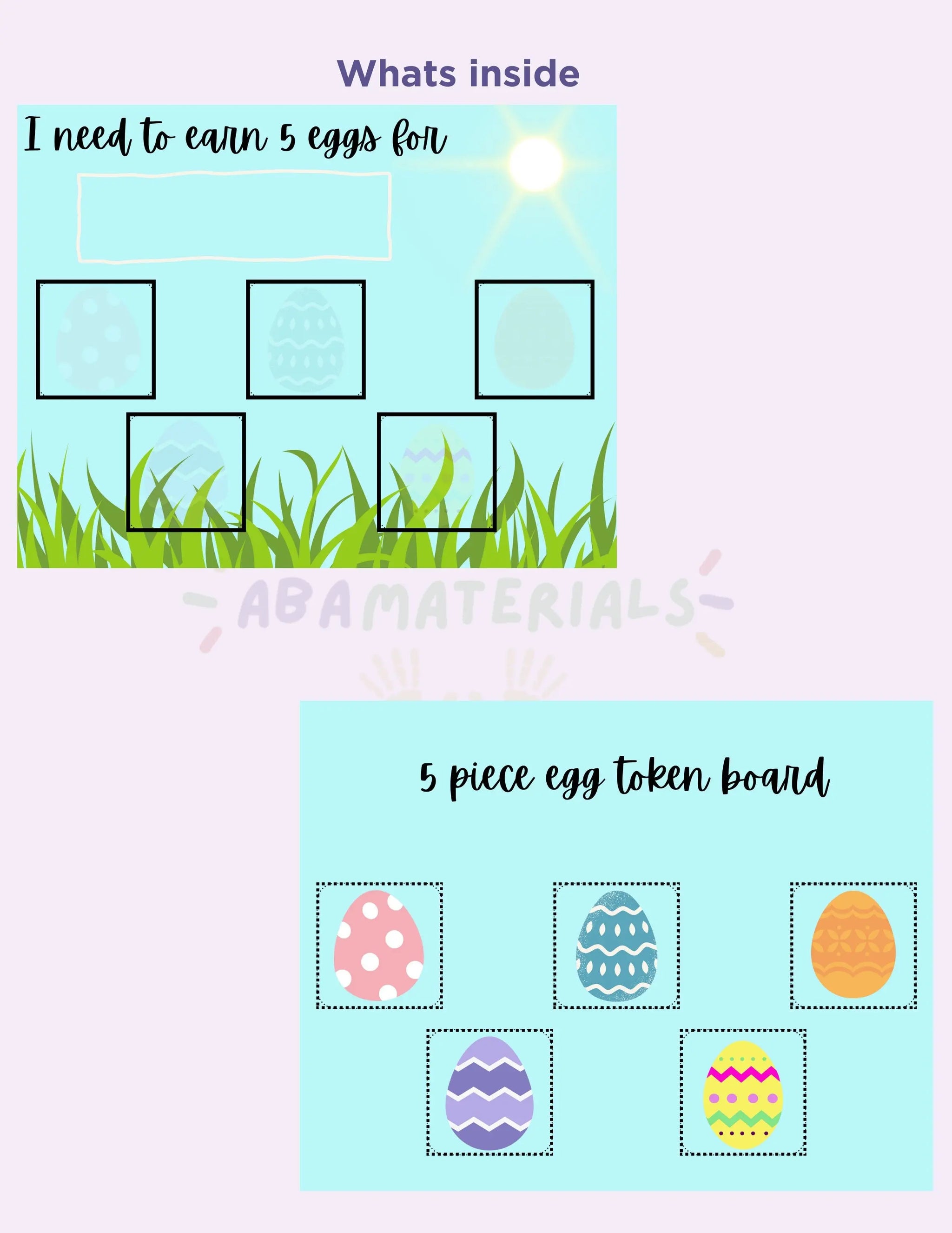 Easter Egg Token Board-Printable 5 Piece Token Economy Reward System ...