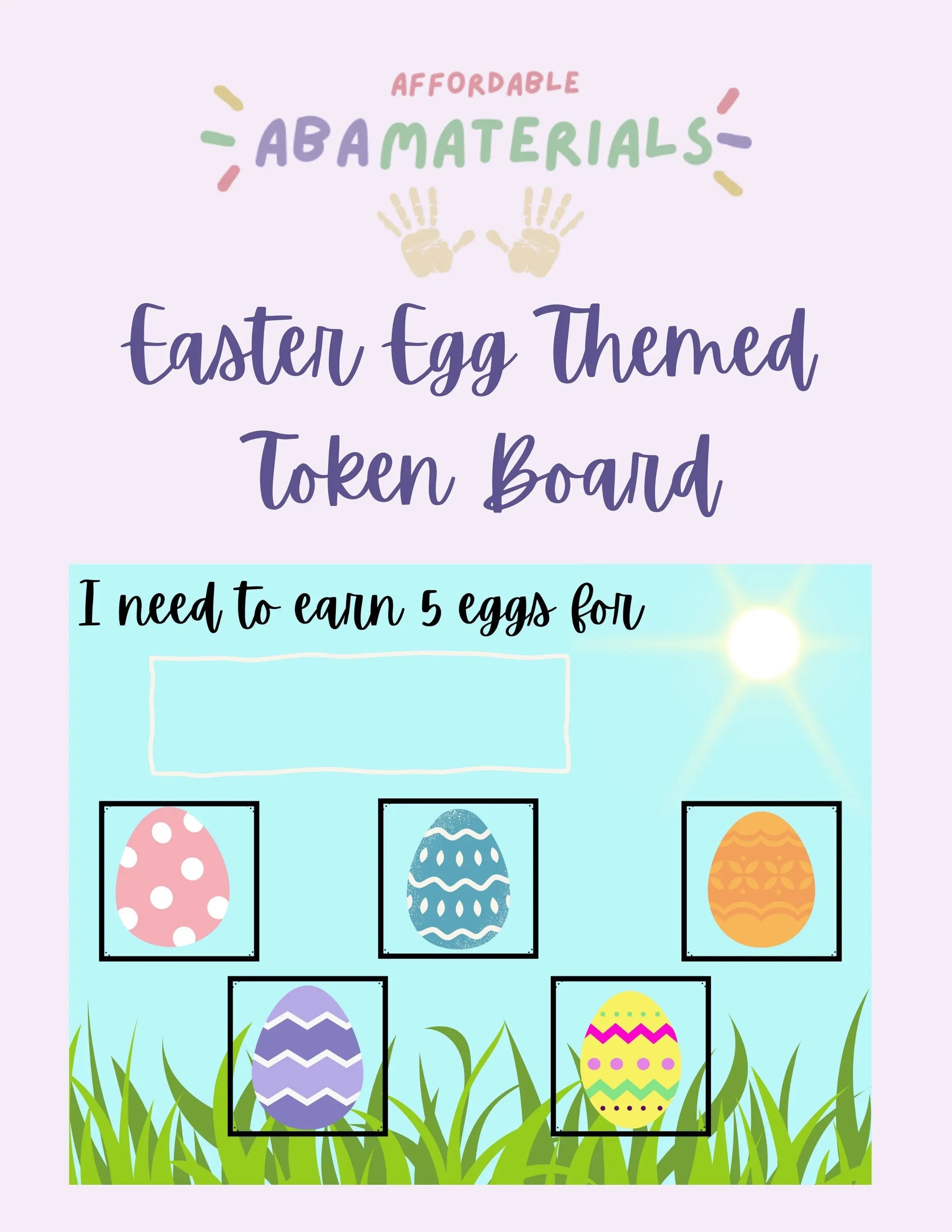 Easter Egg Token Board-Printable 5 Piece Token Economy Reward System ...