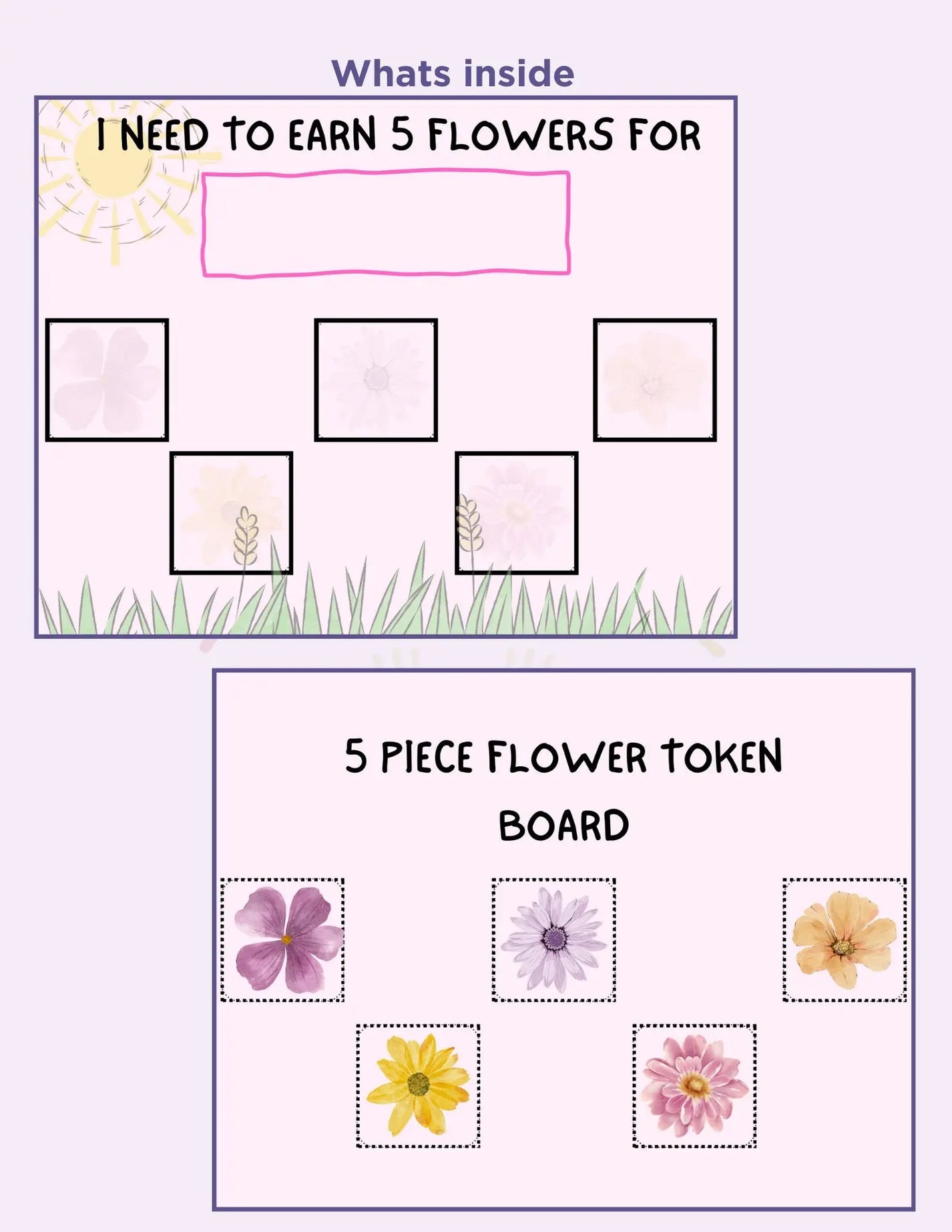 Spring Flower Themed Token Board-Printable 5 Piece Token Economy ...