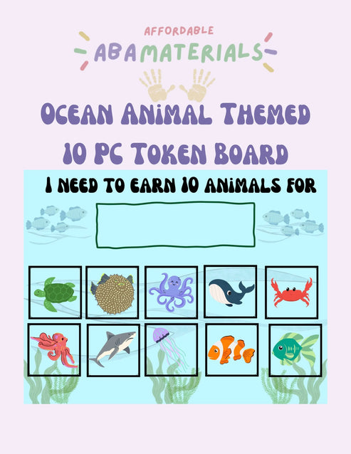 Ocean Animal Token Board-Printable 10 Pc Token Economy Reward System ...