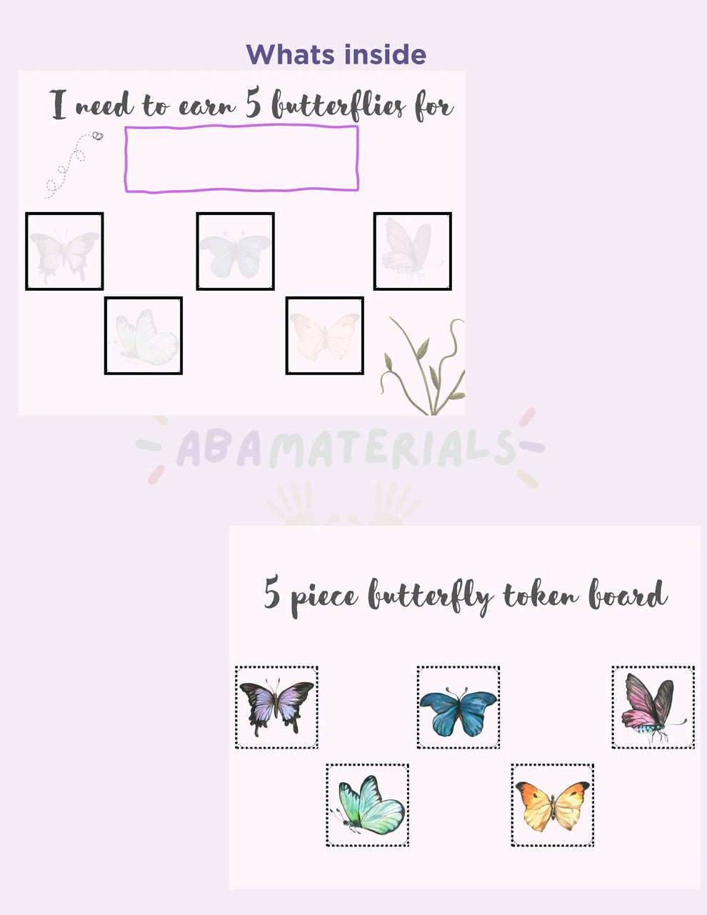 Butterfly Token Board-Printable 5 Piece Token Economy Reward System ...