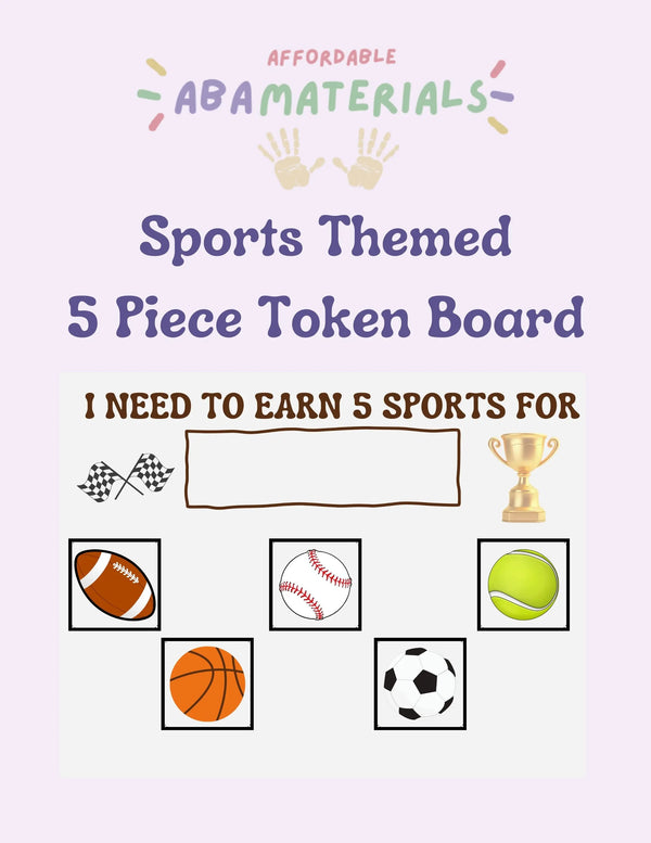 Printable Sports Themed Token Board -5 Pc Token Economy Reward System ...