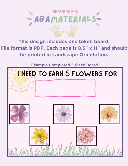 Spring Flower Themed Token Board-Printable 5 Piece Token Economy ...