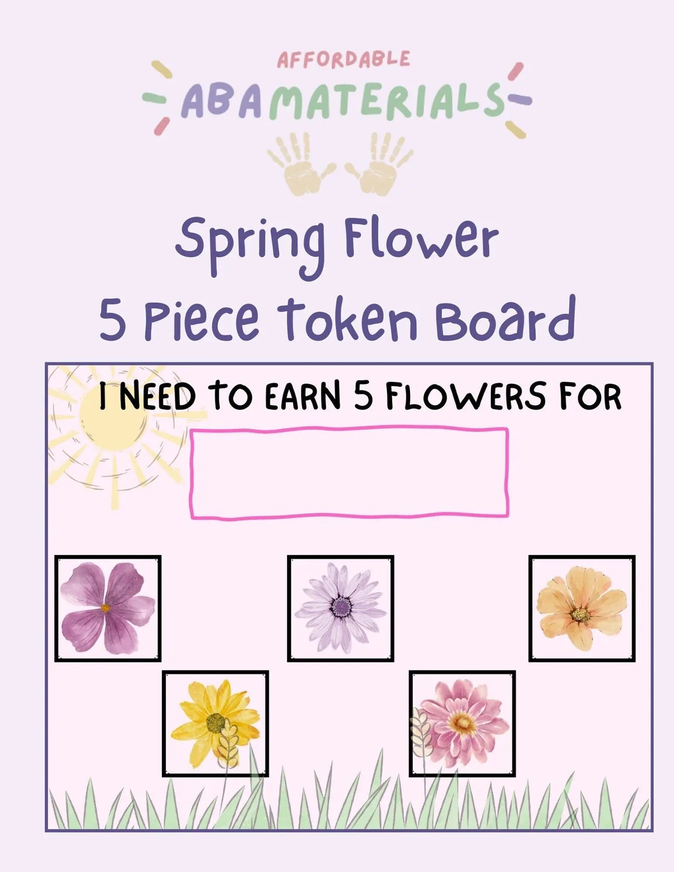 Spring Flower Themed Token Board-Printable 5 Piece Token Economy ...
