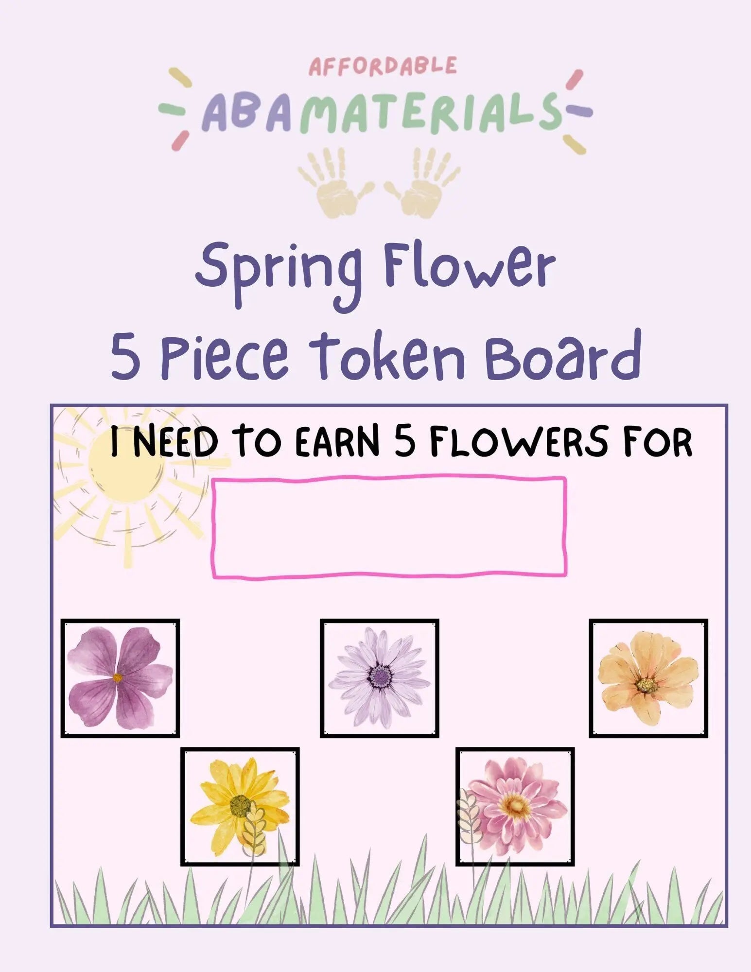 Spring Flower Themed Token Board-Printable 5 Piece Token Economy ...