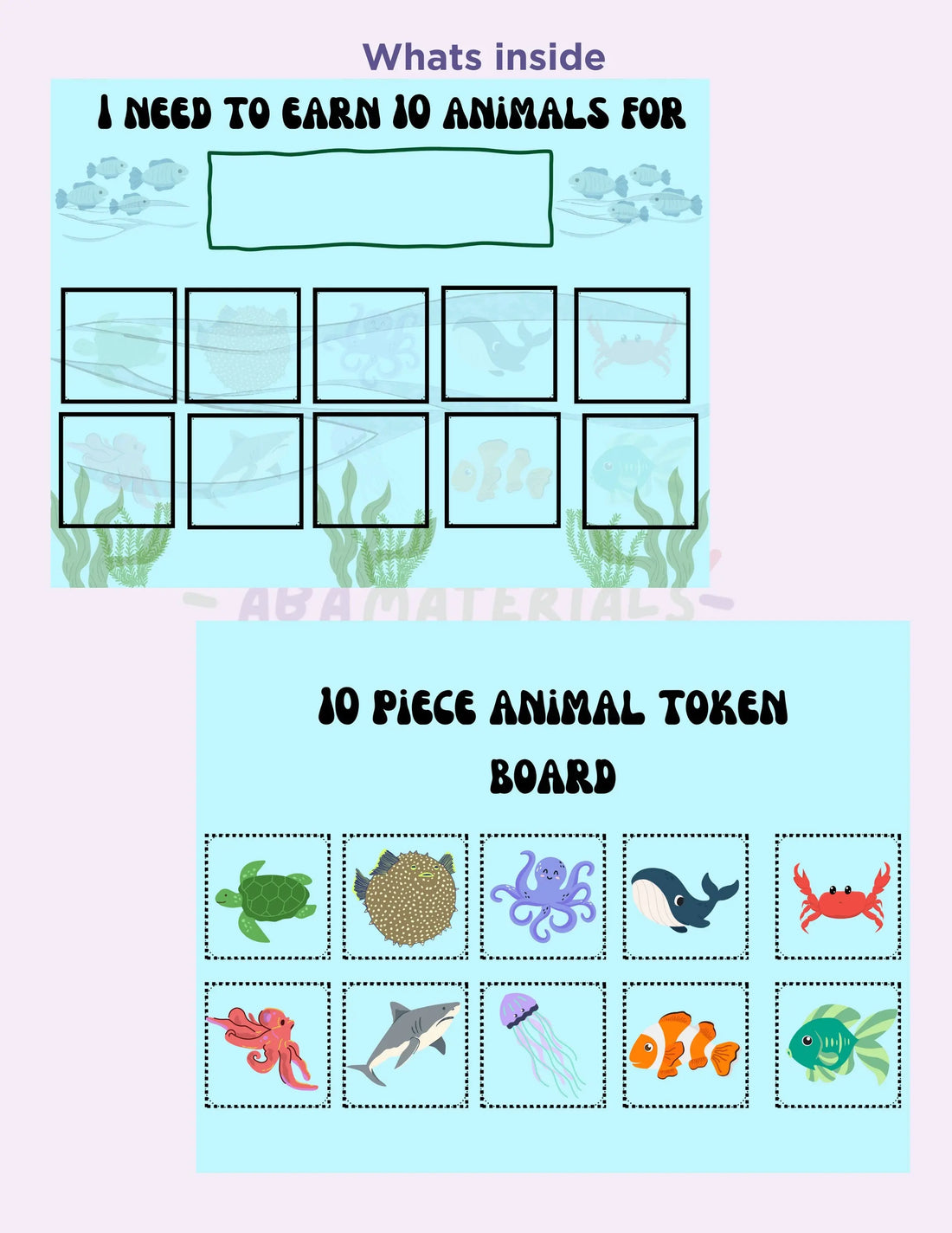Ocean Animal Token Board-Printable 10 Pc Token Economy Reward System ...