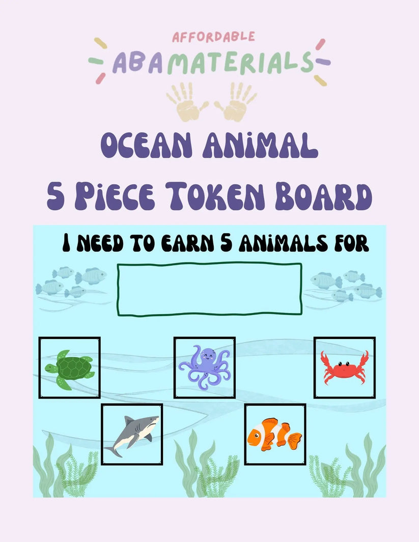 Animals in the Ocean Token Board-Printable 5 Pc Token Reward System ...